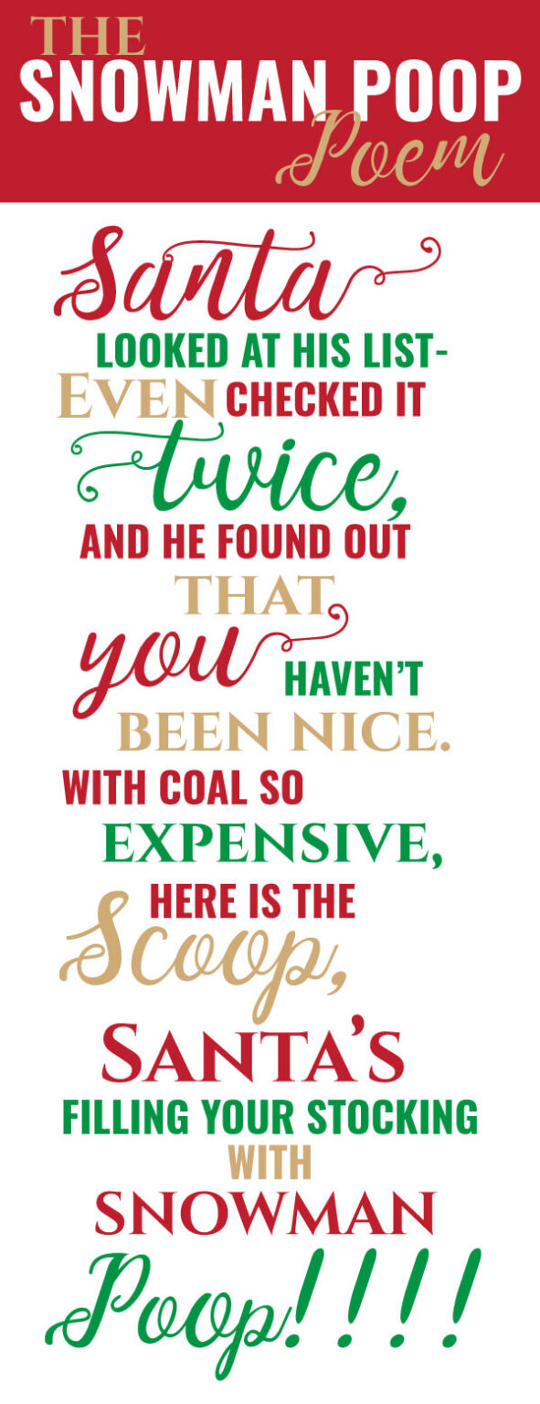 Snowman Poop Poem | Reindeer Poop Poem | Santa Kisses Poem